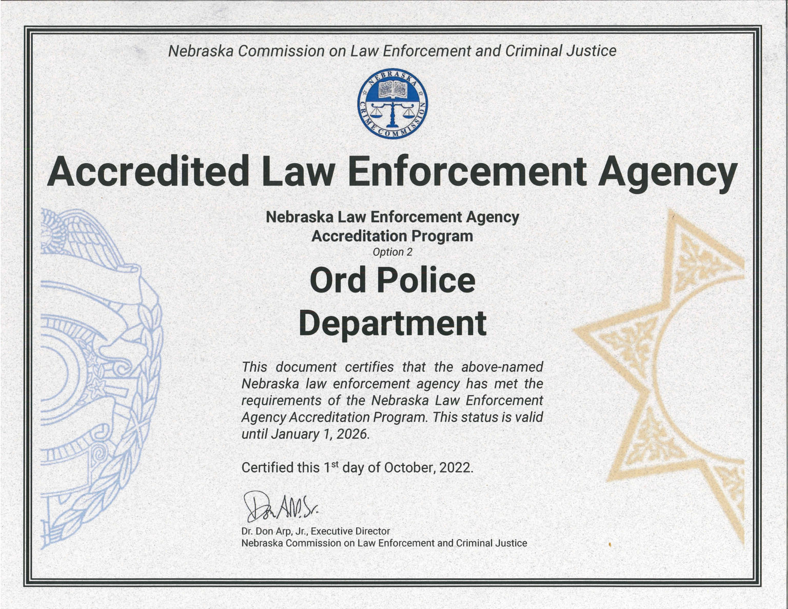 Ord Police Department – Ord, Nebraska